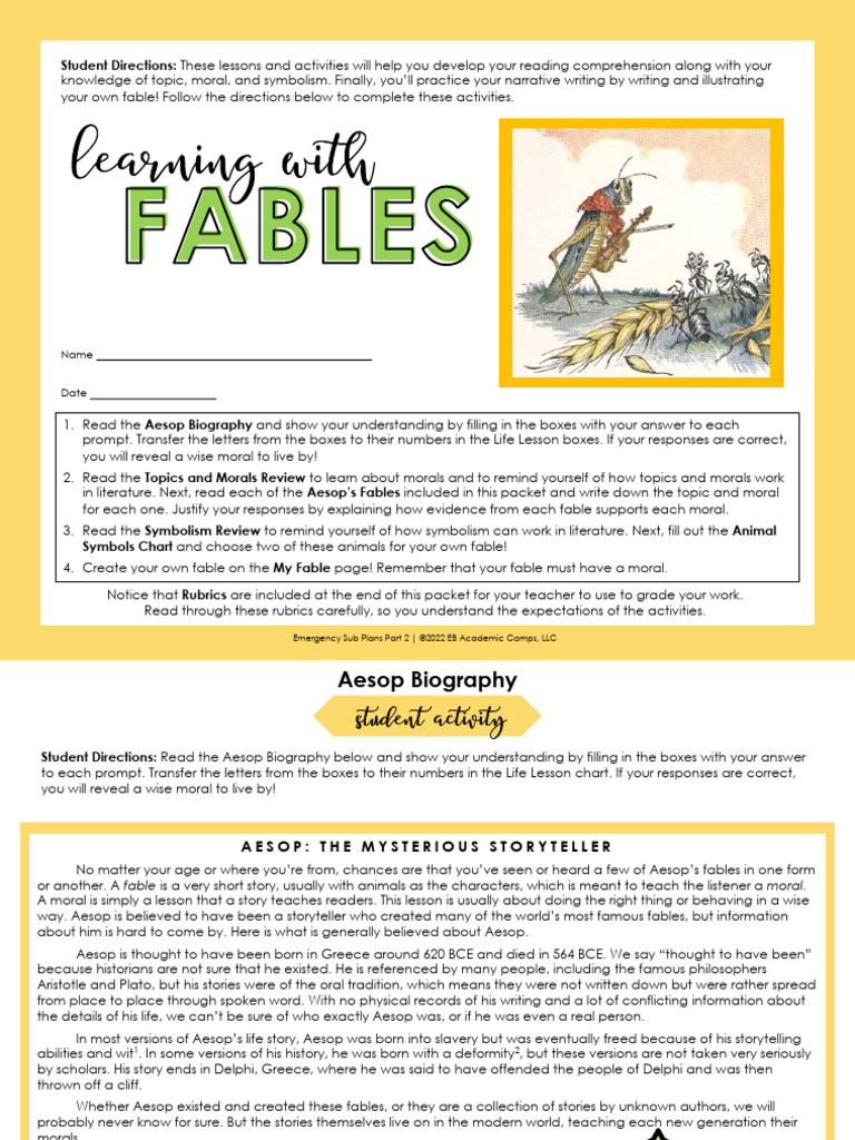 1 Fables Packet | PDF | Aesop | Fable