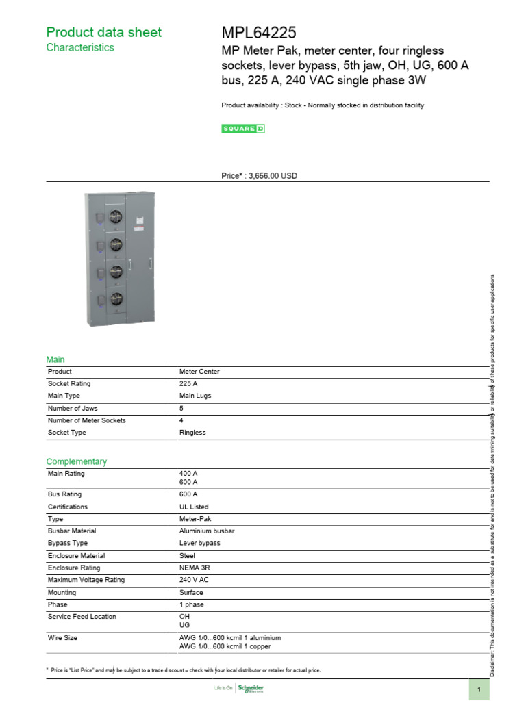 MP Meter-Pak Meter Centers_MPL64225 | PDF | Electricity | Materials