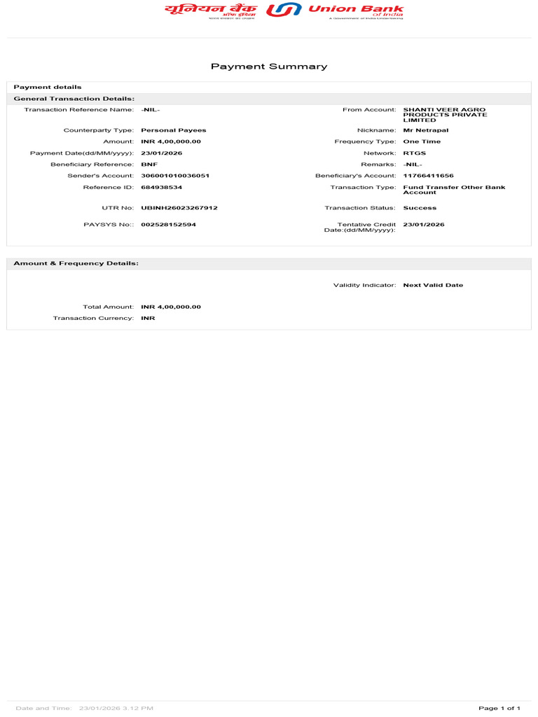 Initiate Single Entry Payment Summary UX323!01!2026 | PDF