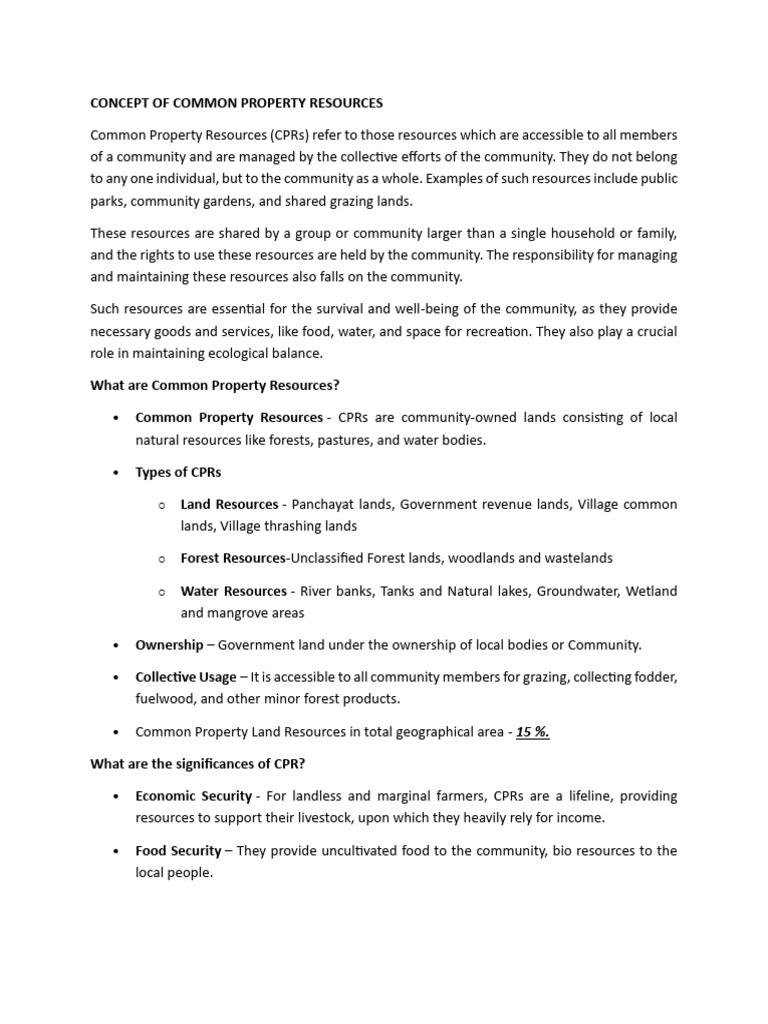 Common Property Resources | PDF | Forests | Invasive Species