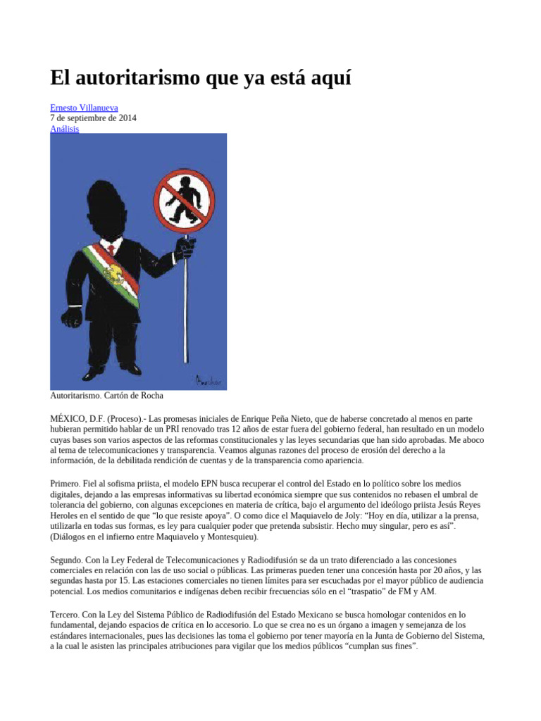 El autoritarismo que ya está aquí | PDF | México | Partido ...