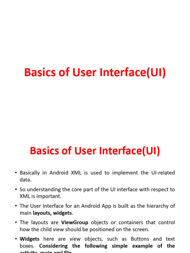 2.1 Basics of User Interface (UI) | PDF | Xml | Android (Operating System)