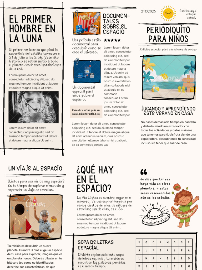 Folleto Periódico Informativo Para Niños Infantil Neutro | PDF ...