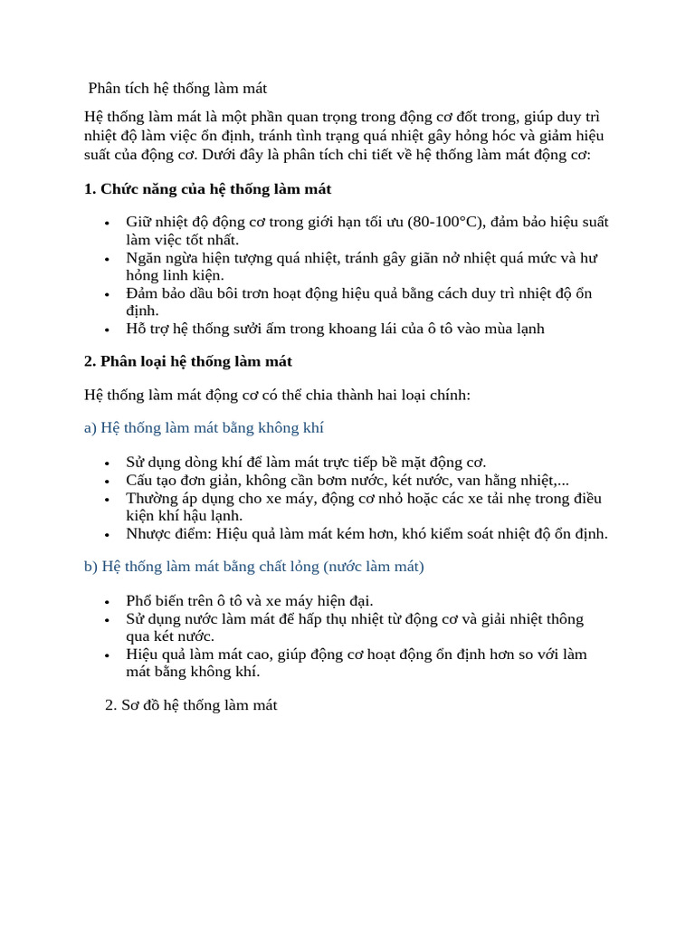 Phân Tích Hệ Thống Làm Mát | PDF