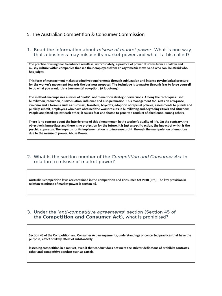 The Australian Competition & Consumer Commission | PDF | Business