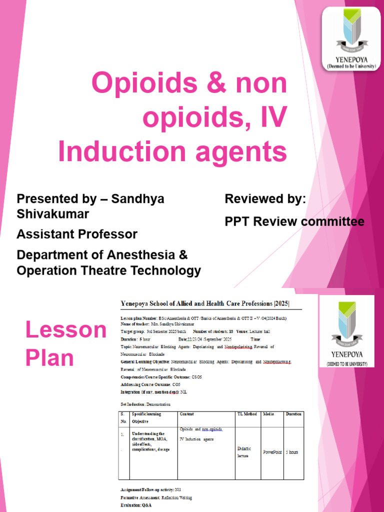 Opioids and Non Opioids, IV Induction Agents | PDF | Opioid | Morphine