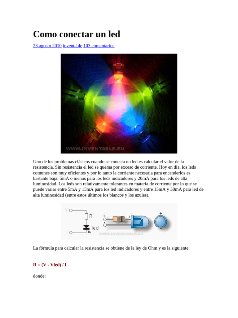 Como Conectar Un Led | PDF