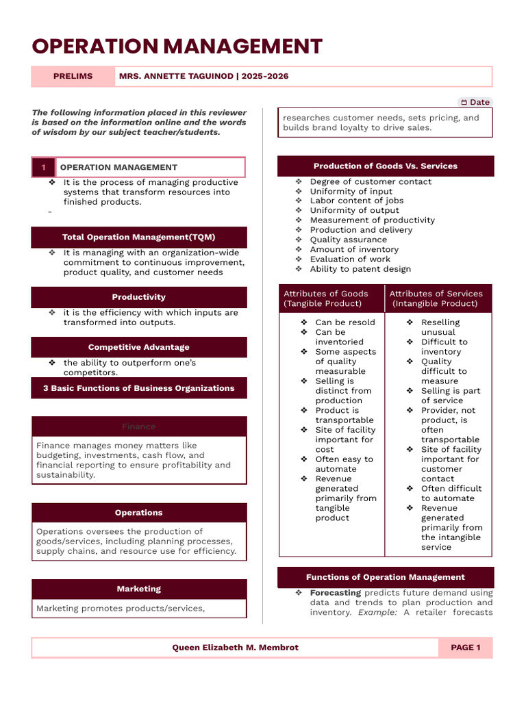 OPERATION MANAGEMENT (1) | PDF | Automation | Supply Chain