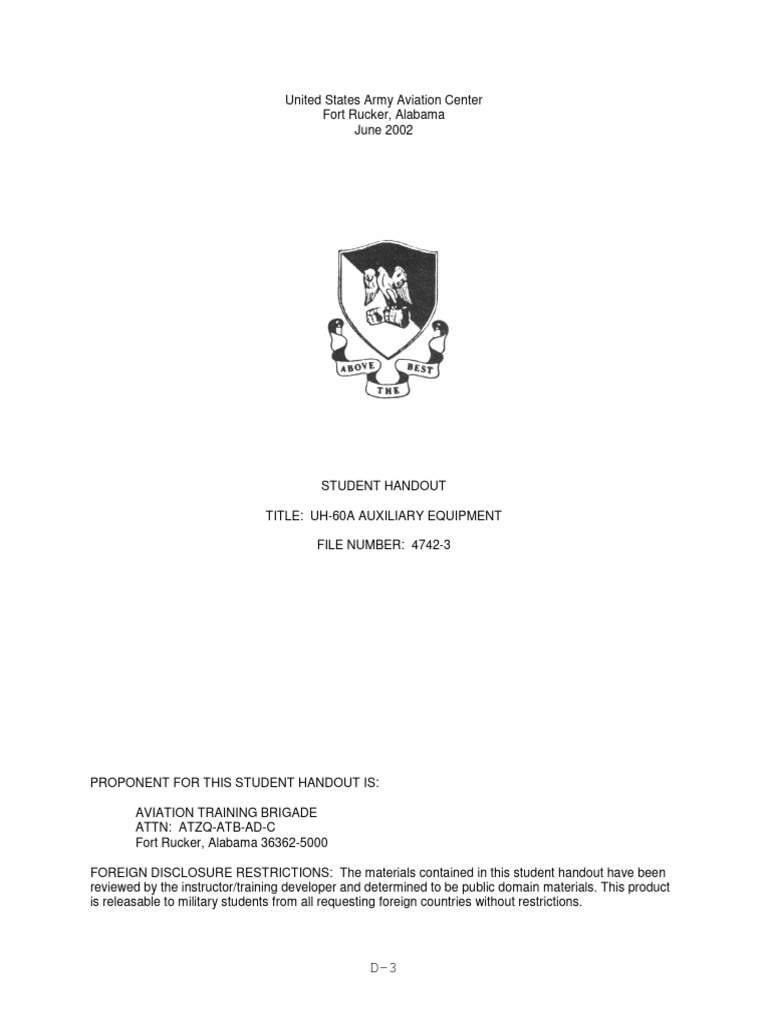 UH60 Aux Euip STD Handout 2002 | PDF | Pump | Valve