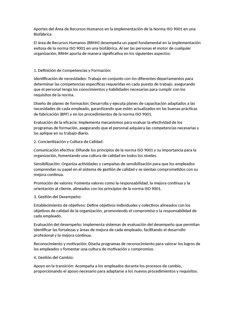 Norma ISO 9001 en Una Biofábrica | PDF | Gestión de recursos humanos ...