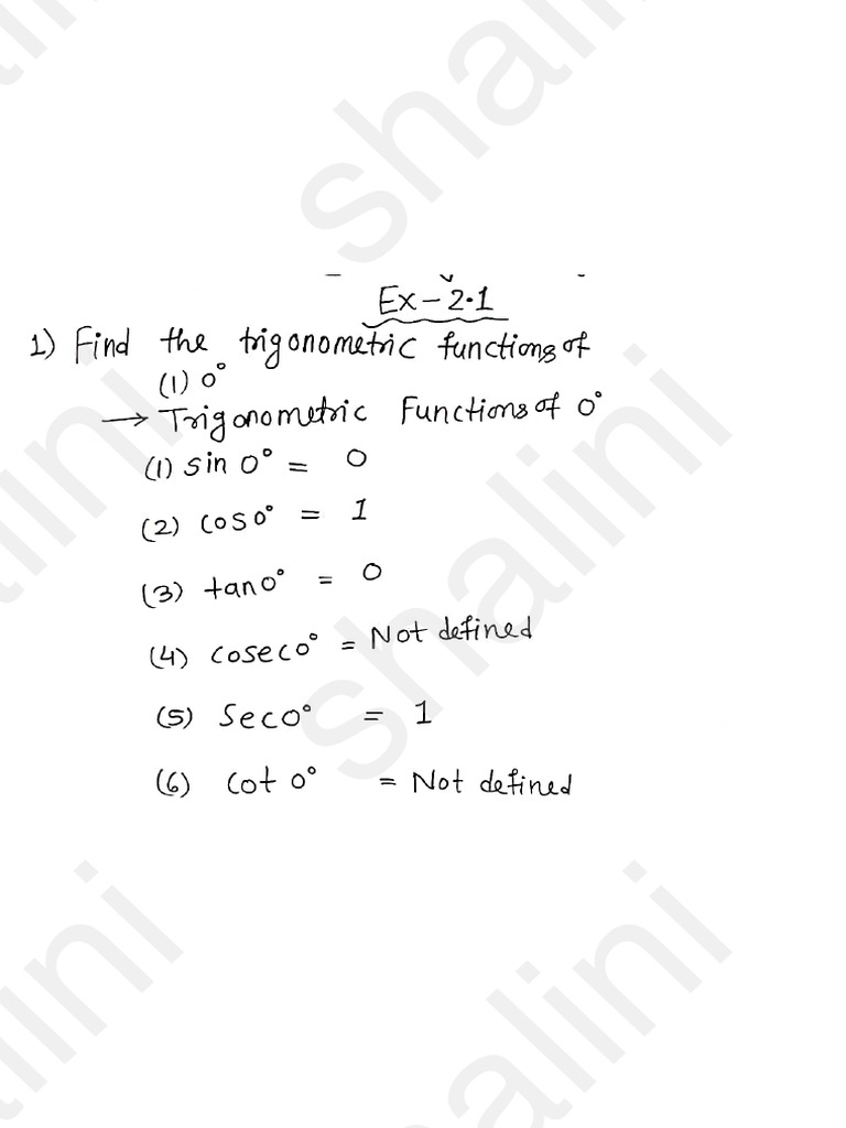 Exercise 2.1 Class 11 Science Part 1 Trigonometry 1 | PDF