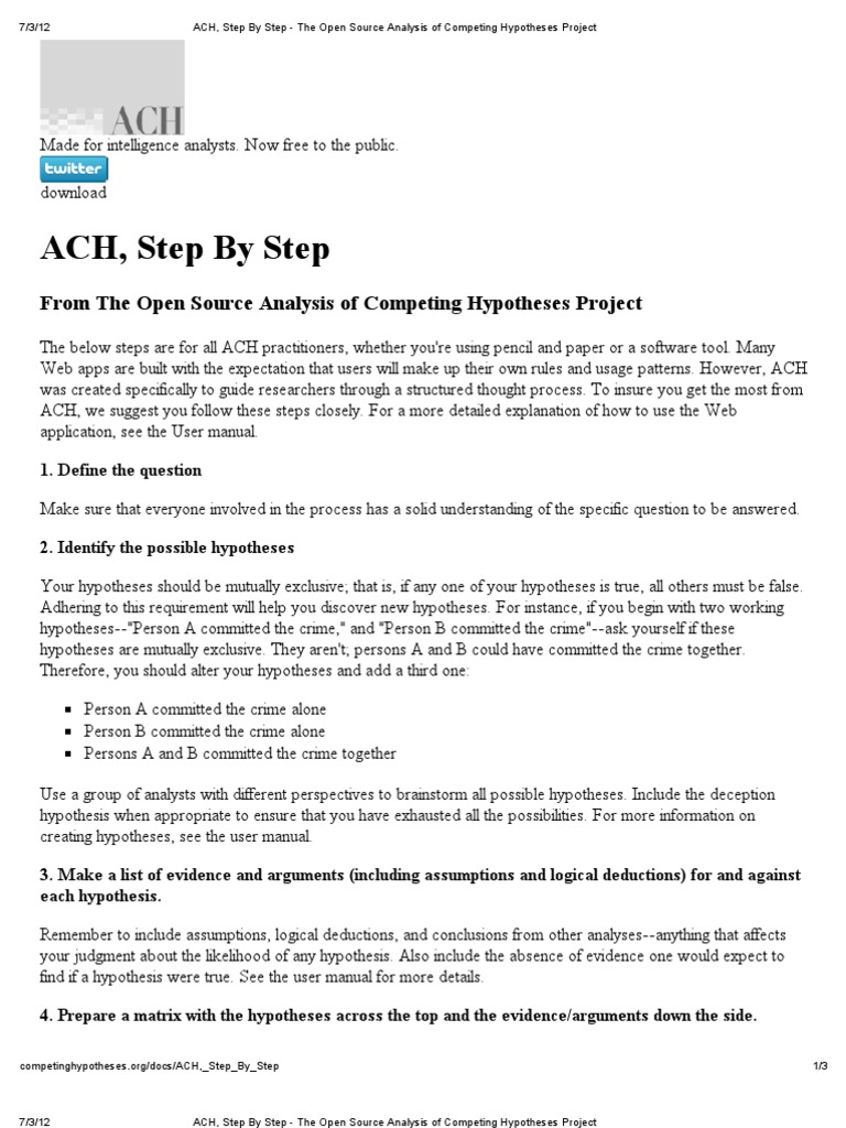 ACH, Step by Step - The Open Source Analysis of Competing Hypotheses ...