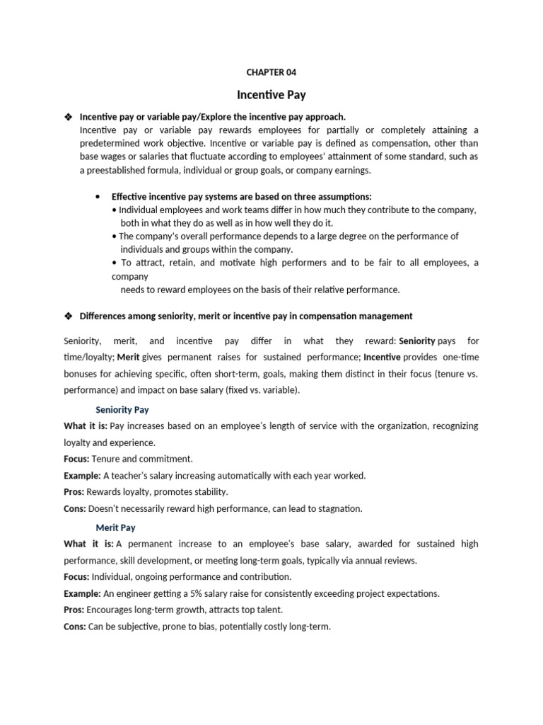 Chapter 04 - Incentive Pay | PDF | Incentive | Salary
