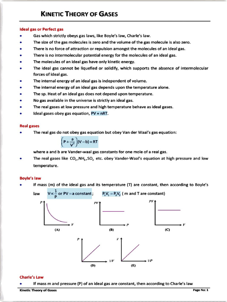 Kinetic Theory of Gases | PDF | Gases | Temperature