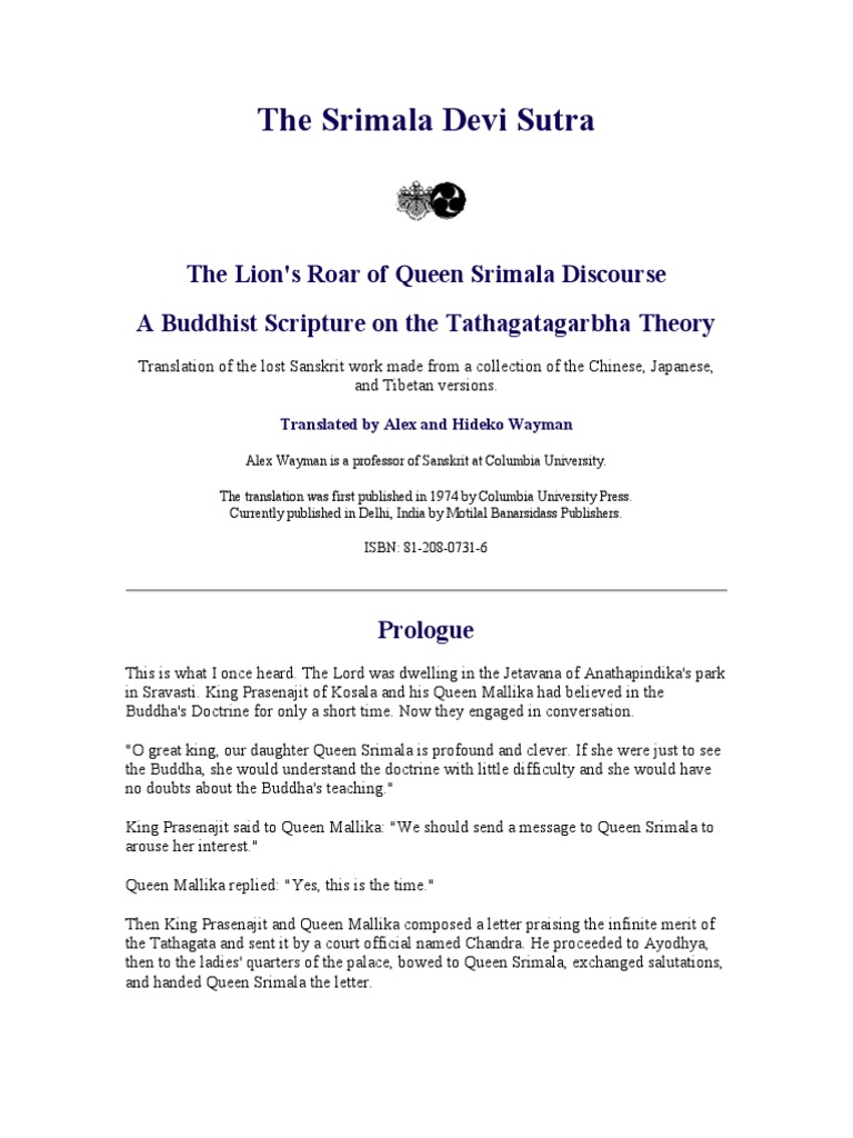 The Srimala Devi Sutra | PDF | Buddha Nature | Nirvana