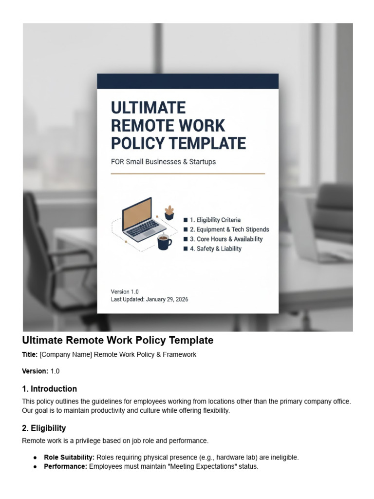 Remote Work Policy Template | PDF | Employment | Internet