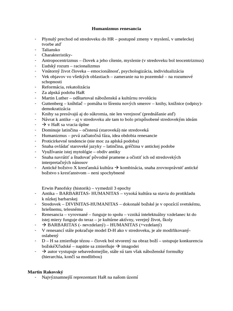 Humanizmus Renesancia | PDF