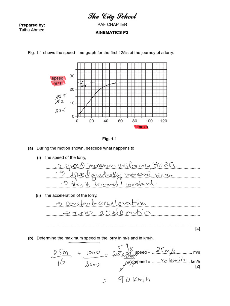 Kinematics P2 Worksheet 1 | PDF | Speed | Orbit