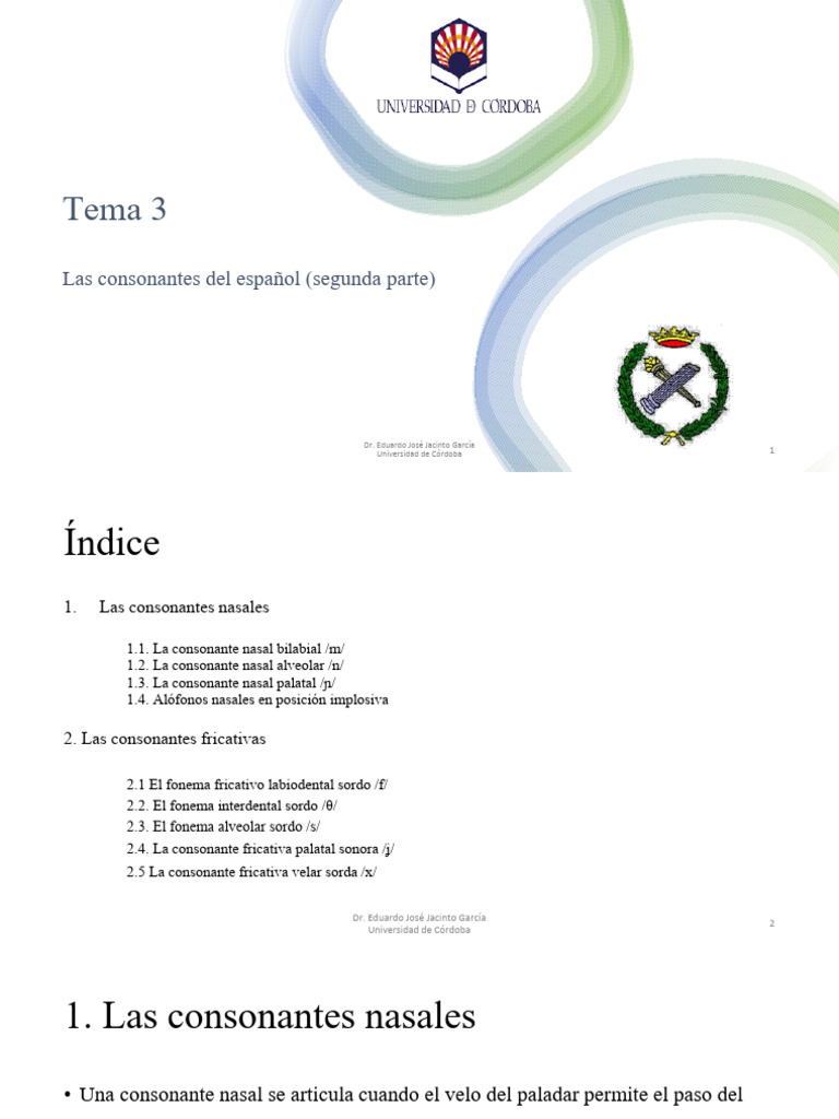 Tema 3 Las Consonantes Del Español. Segunda Parte | PDF | Fonema | Fonética
