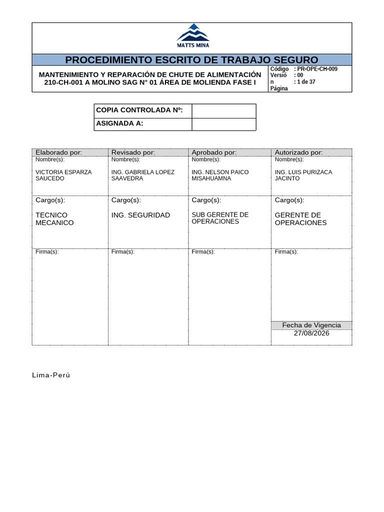 Mantto y Reparación de Chute de Alimentación A Molino SAG 01 | PDF ...