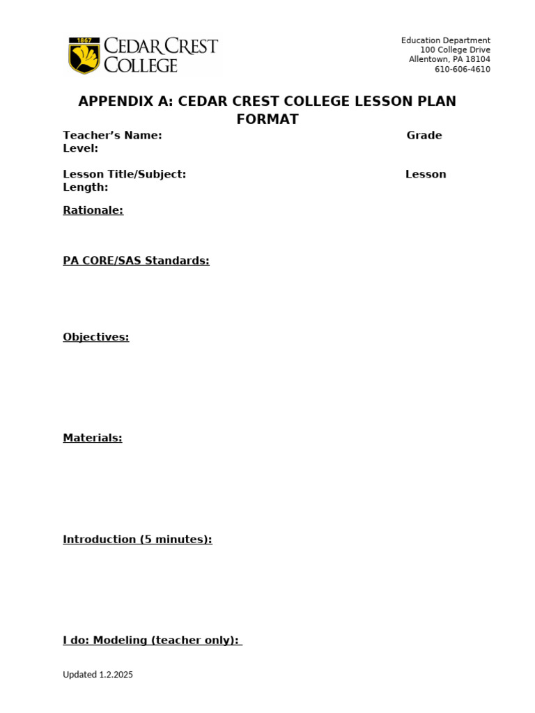 Blank Lesson Plan | PDF