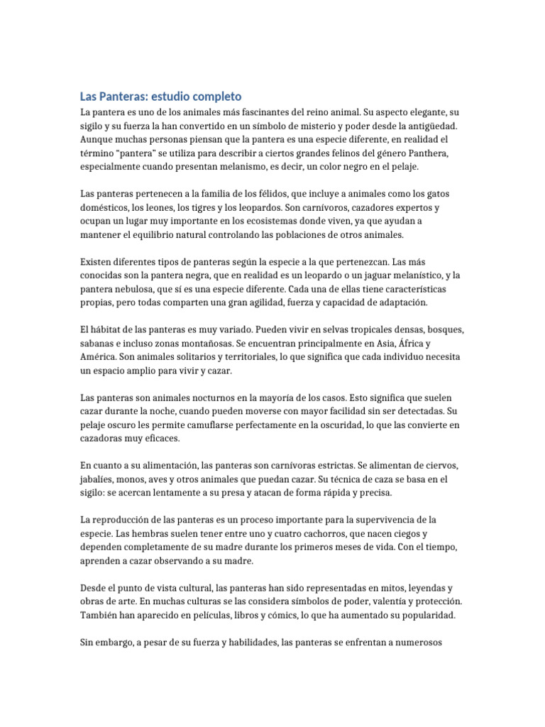 Las Panteras 2700 Palabras | PDF | Leopardo | Jaguar