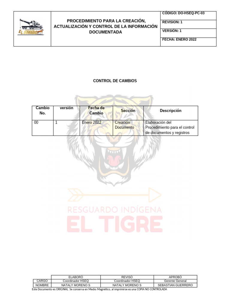 Do-hseq-pc-03-Procedimiento Control de Documentos y Registro | PDF ...