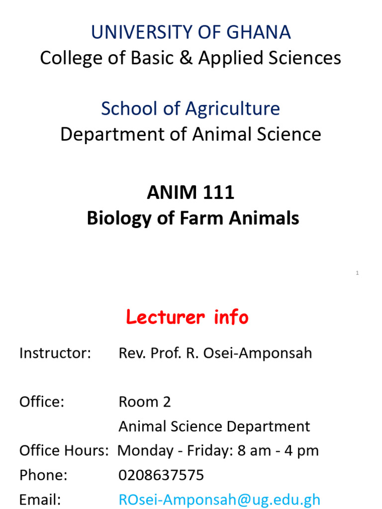 Anim 111 Biology of Farm Animals Lecture Notes ROA 260125 064134 | PDF ...