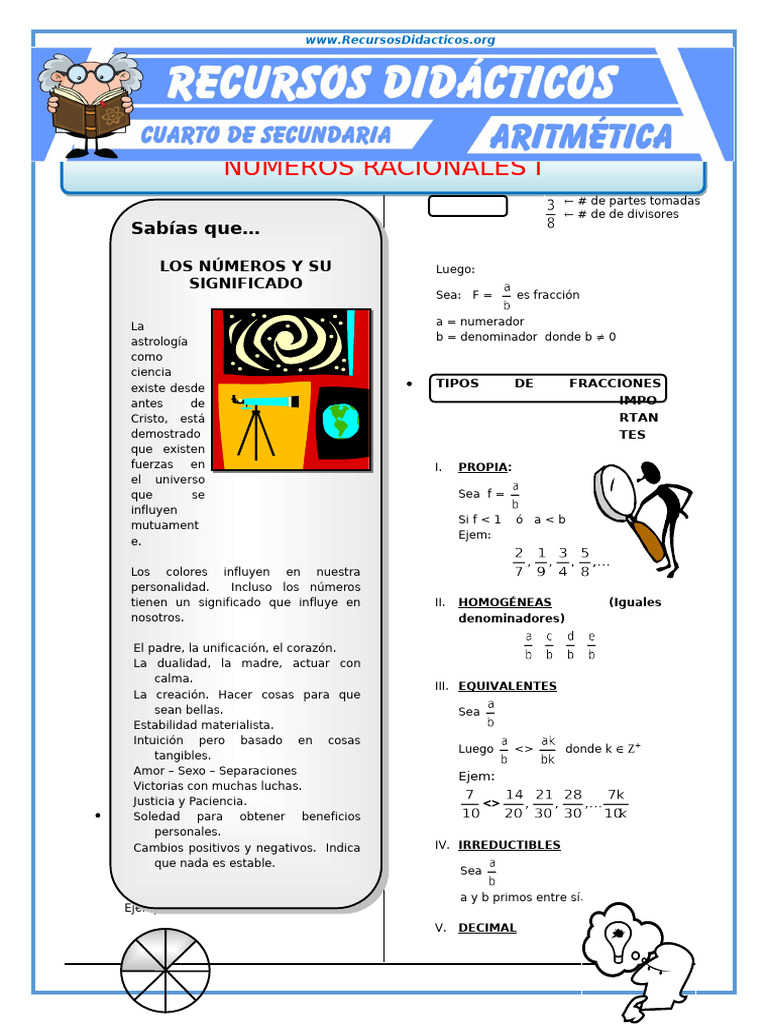 4° Sec Los-Números-Racionales | PDF | Matemáticas discretas | Números