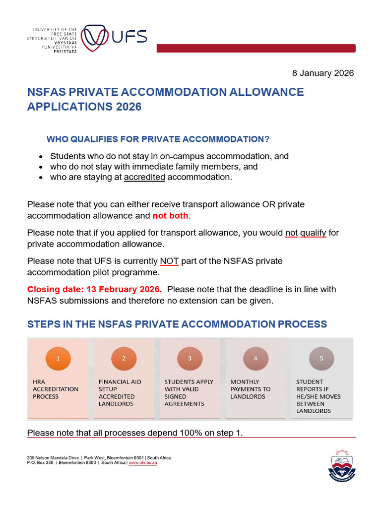 Nsfas Private Accommodation Process For 2026 - Students | PDF | Landlord