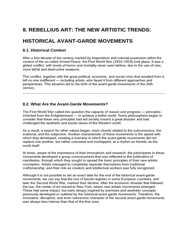 Historical Avant-garde Movements | PDF | Avant Garde | Liberal Arts ...