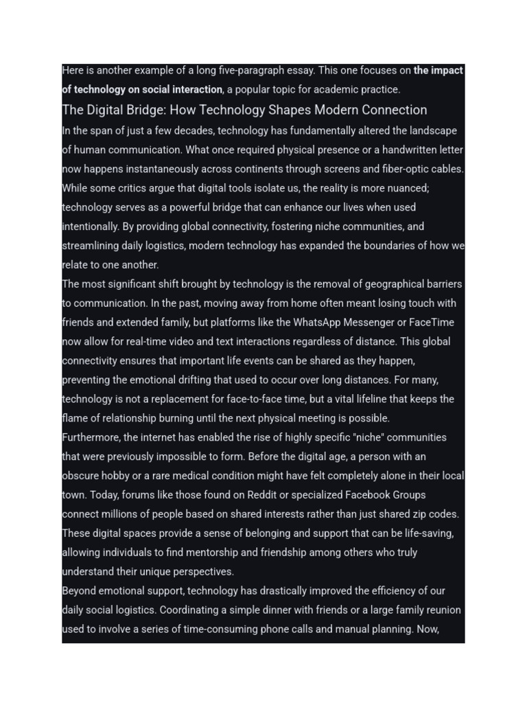 Here is another example of a long five-paragraph essay | PDF ...