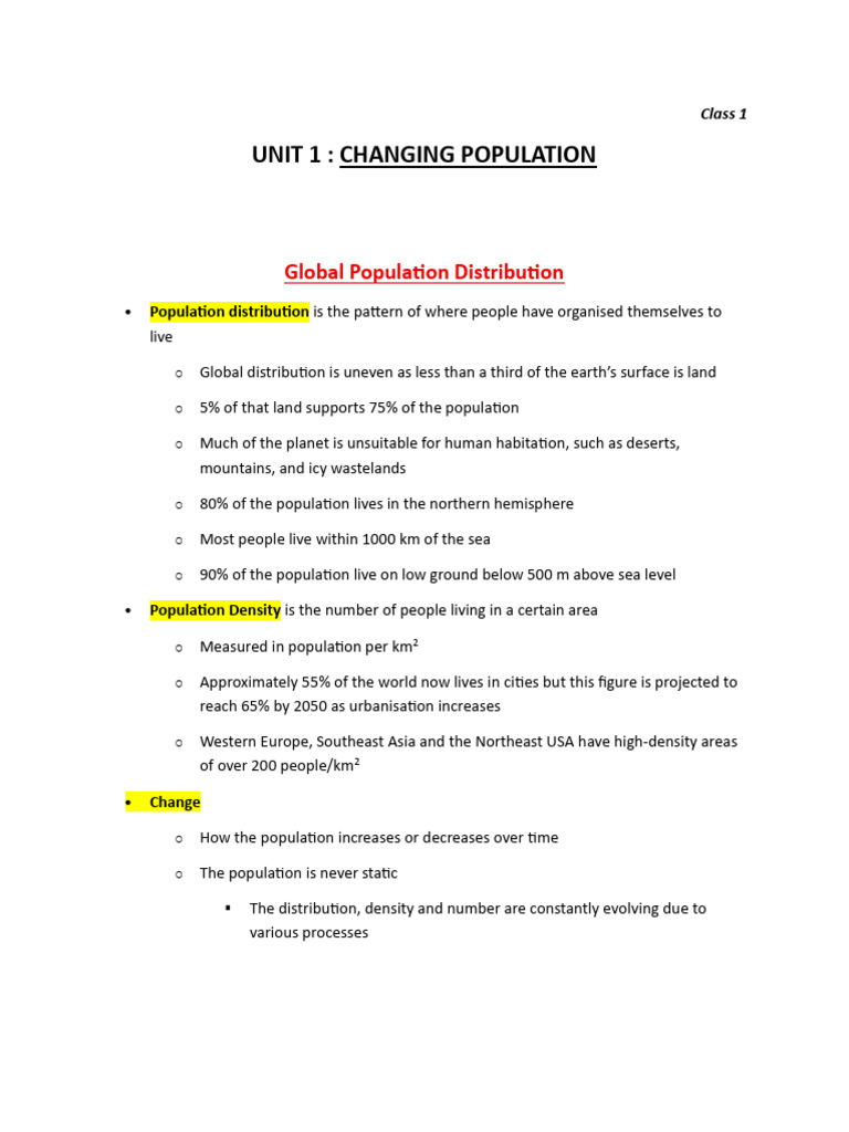 Changing Population Notes | PDF | Gross Domestic Product | Developing ...