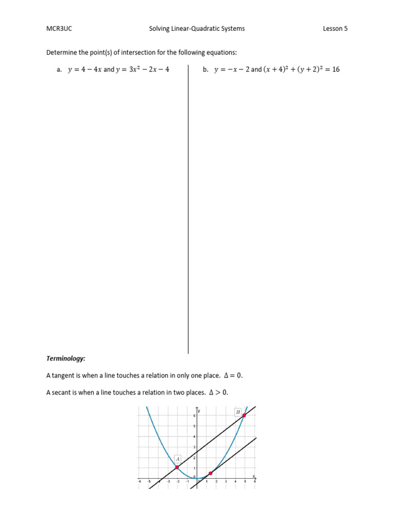 5 Solving Linear-Quadratic Systems.docx | PDF