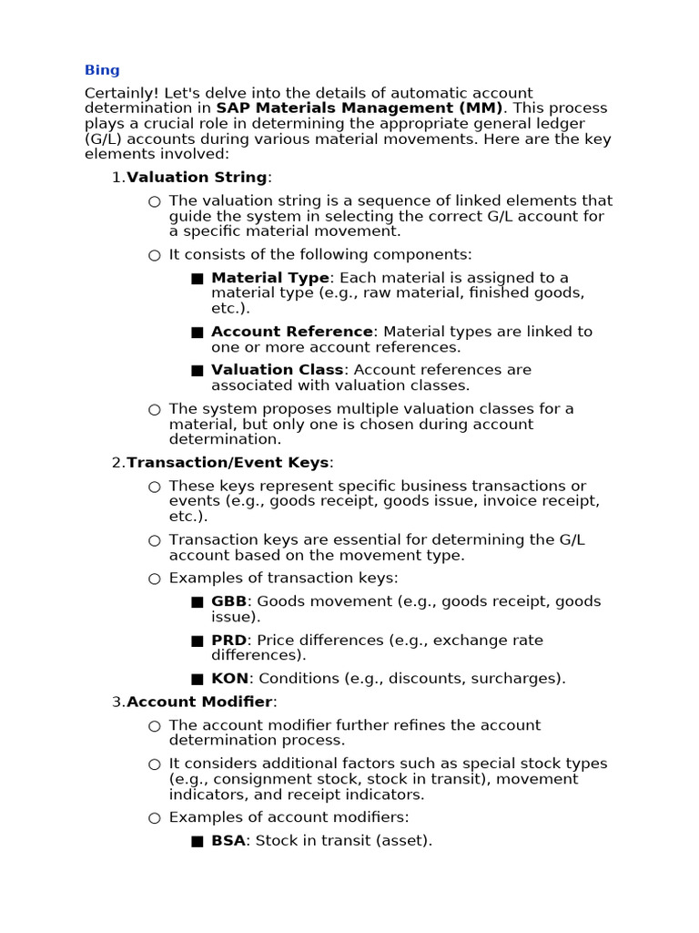 Automatic Account Determination-Bing Answers | PDF | Valuation (Finance ...