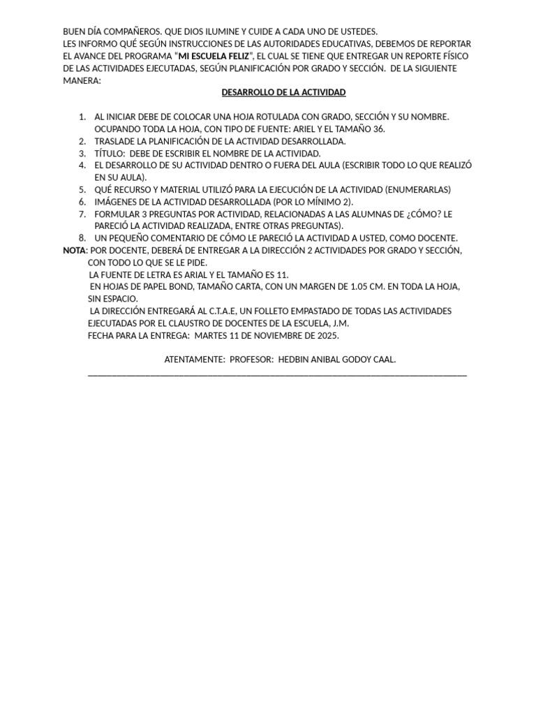 Programa, Mi Escuela Feliz, 2025 | PDF