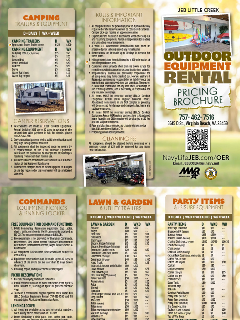JEBLC - OER Pricing Brochure | PDF | Trailer (Vehicle) | Camping