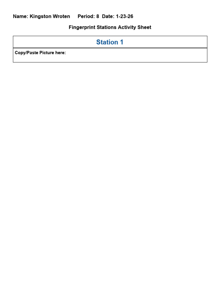 Copy of Fingerprint Stations Activity | PDF | Fingerprint