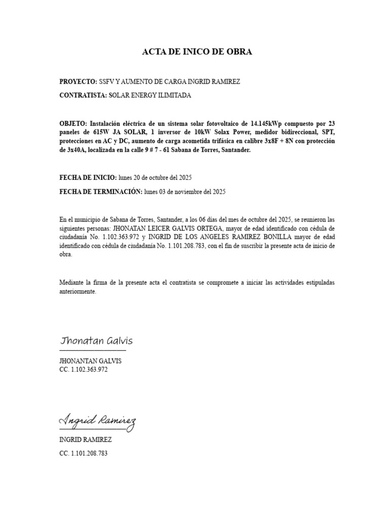 12 - Acta de Inico de Obra | PDF