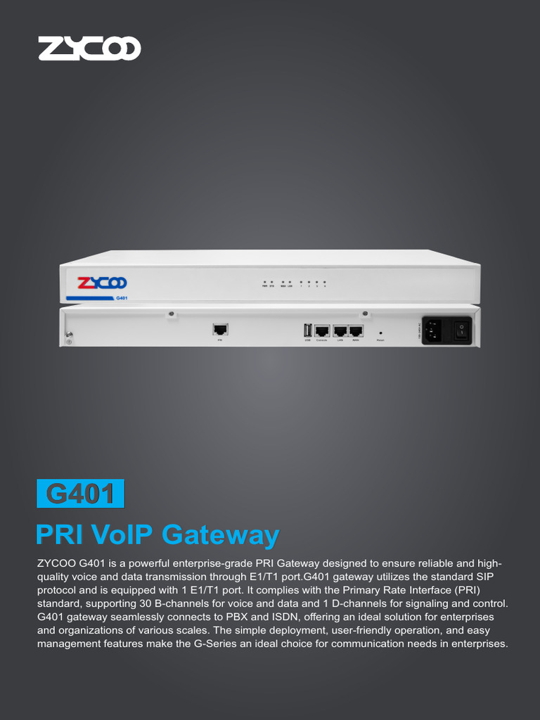 G-Series PRI VoIP Gateway Datasheet-1 | PDF | Voice Over Ip | Session ...