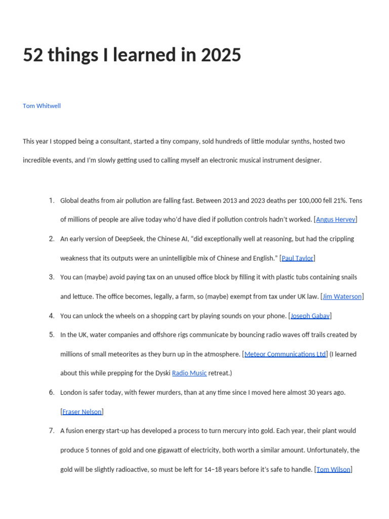 52 Things I Learned in 2025 | PDF