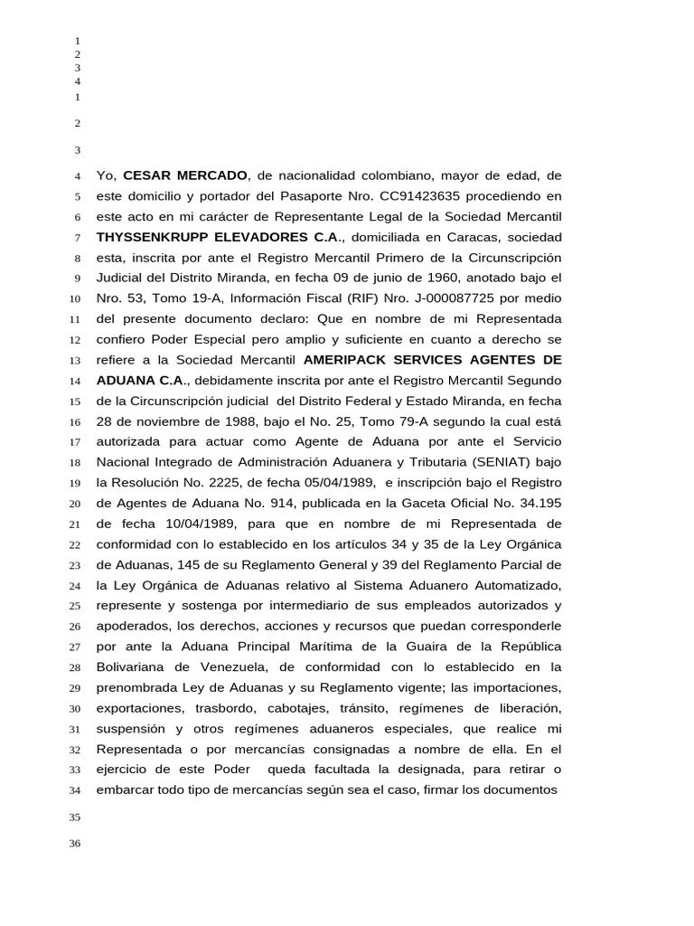 Poder Ameripac Services Aerea | PDF | aduana