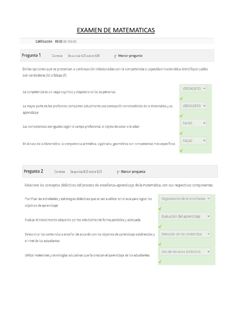 Examen de Matematicas Modelo 1 | PDF