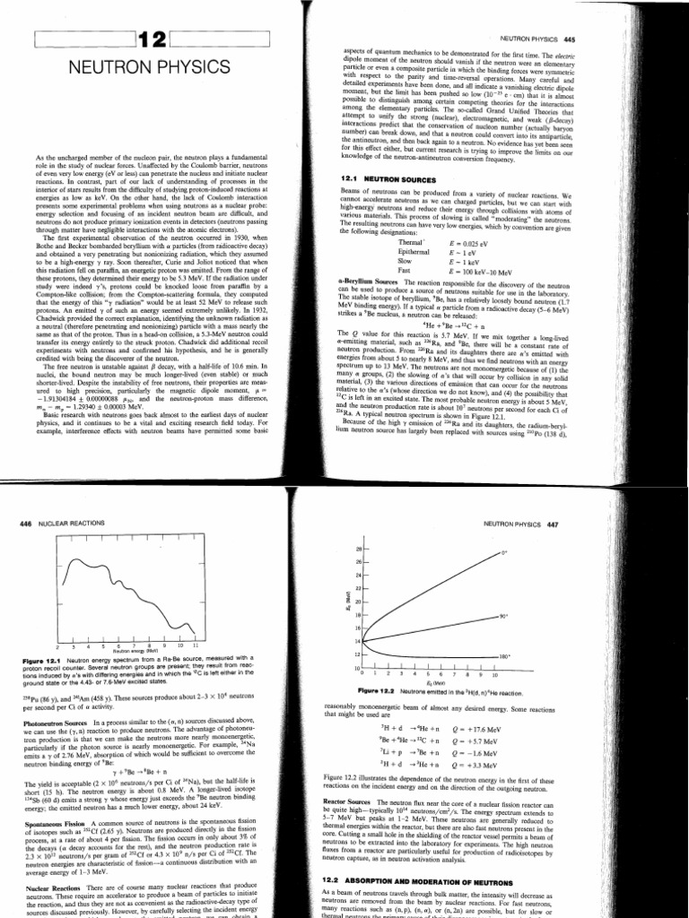 Neutron Physics_krane-ch 12 | PDF | Neutron | Nuclear Fission