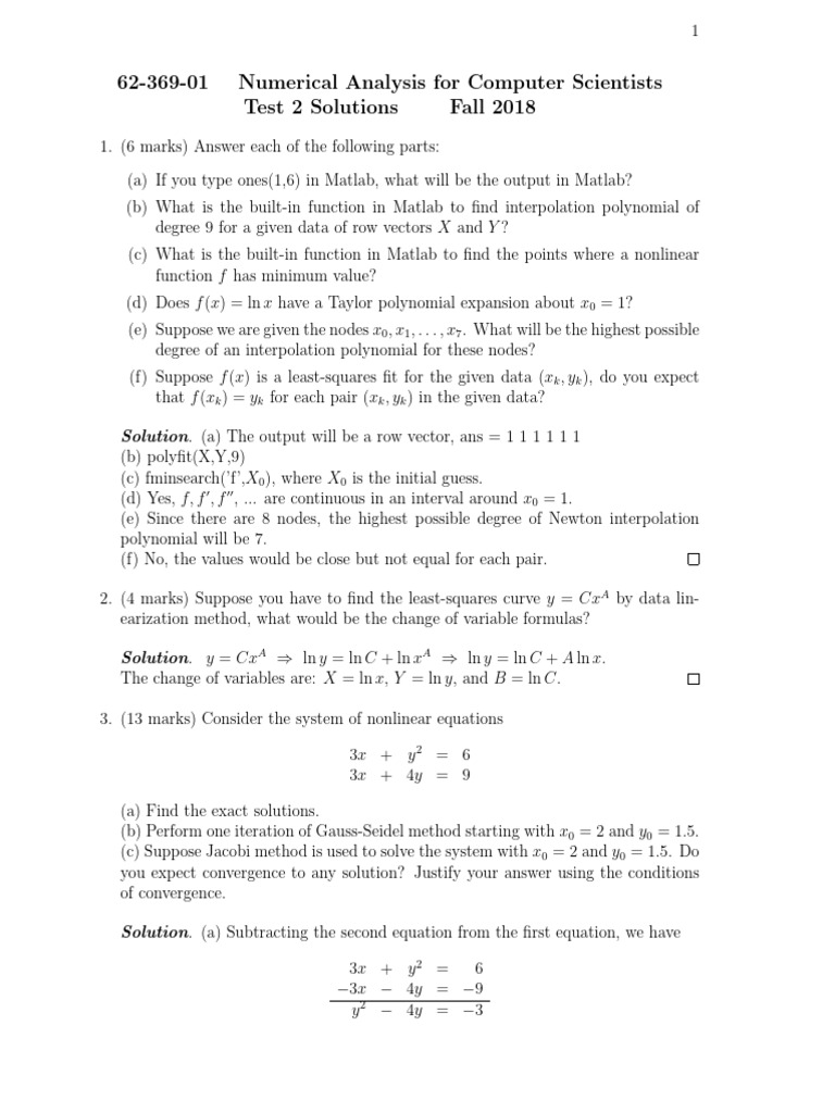 369 Test2 F18 Solutions | PDF | Mathematics Of Computing | Mathematical ...