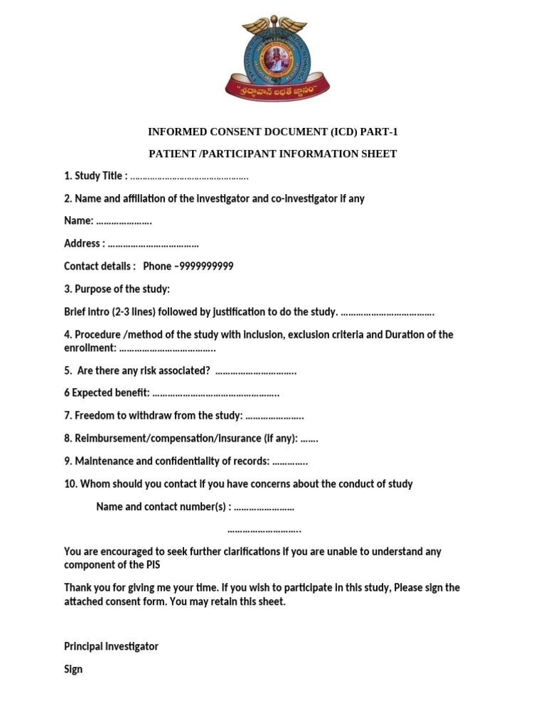 Patient Info Sheet - Ql vs Tab (1) | PDF | Informed Consent