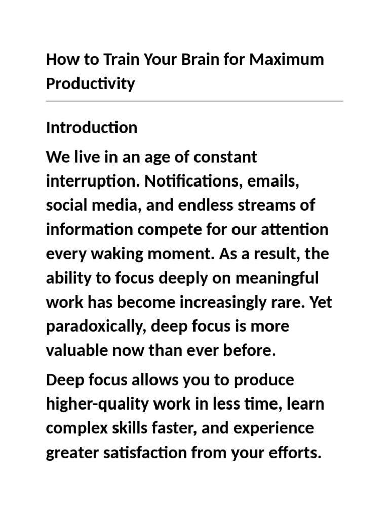 How to Train Your Brain for Maximum Productivity | PDF | Attention ...