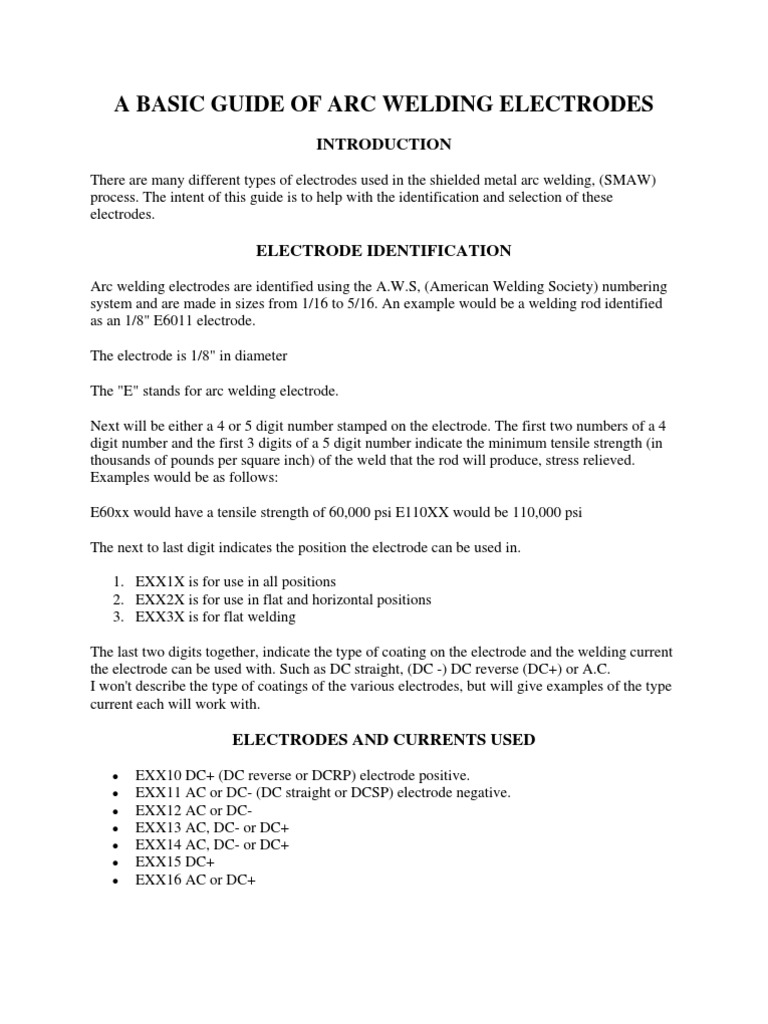 A Basic Guide of Arc Welding Electrodes | PDF | Welding | Construction