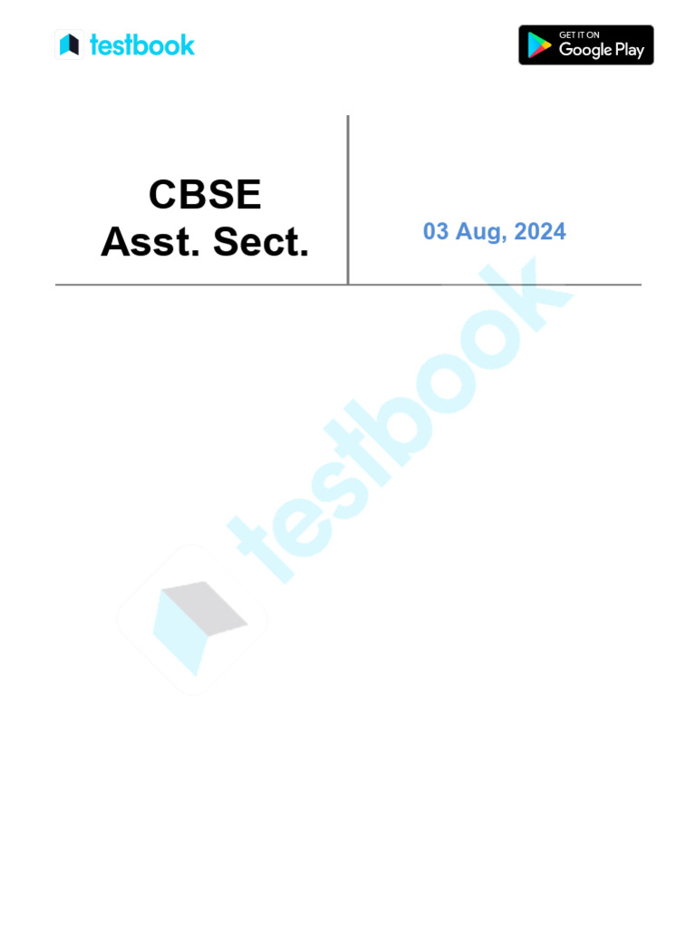 CBSE Assistant Secretary Official Paper (Held O | PDF