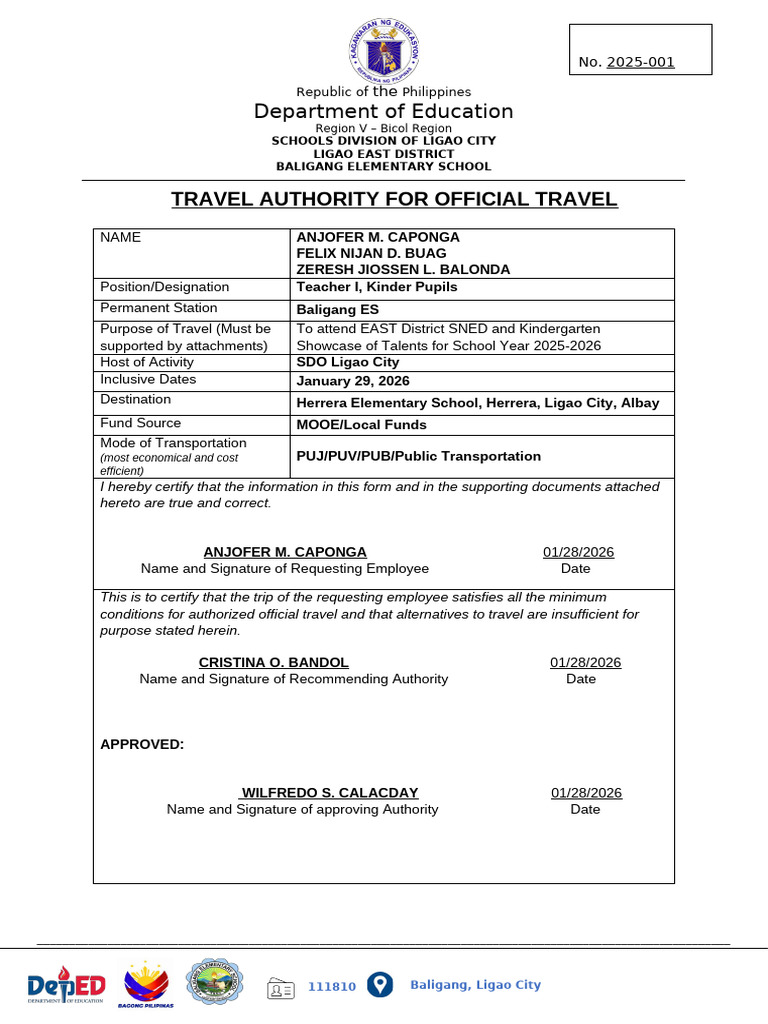 1.1 BALIGANG-ES-TRAVEL AUTHORITY | PDF | Government
